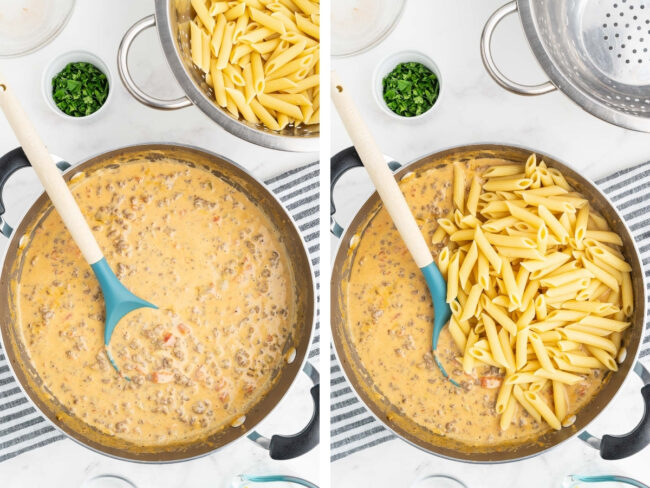 Easy Rotel Pasta Recipe with Ground Beef & Cheese